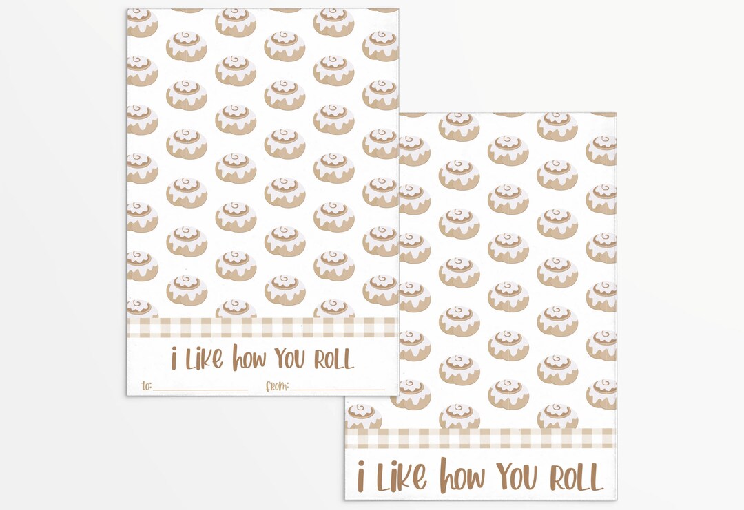 I Like How You Roll 3.5x5" Cookie Card With Cinnamon Roll Pattern and ...