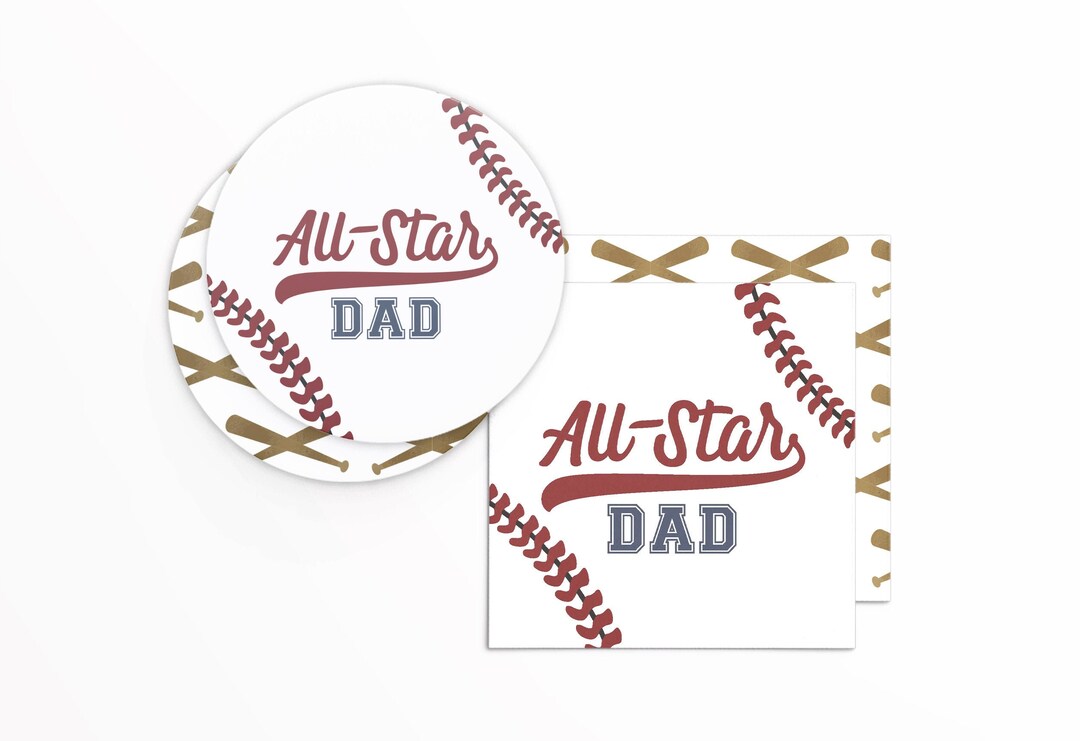All Star Dad Father's Day 2x2" Square and Circle Tag With Baseball and ...