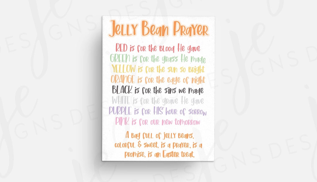 Jelly Bean Prayer Poem 3x4" Printable Card | Easter | Christ | Gospel ...