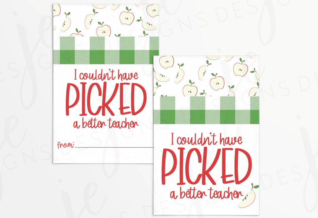 I Couldn't Have Picked A Better Teacher! 3x2" Tag With Apples and Green ...