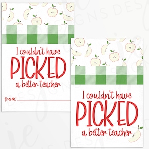 I Couldn't Have Picked A Better Teacher 3x2 Tag With Apples and Green ...