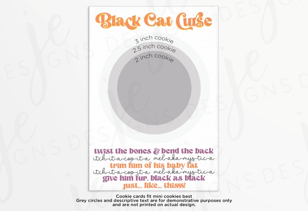 Black Cat Curse 3.5x5 Mini Cookie Card Hocus Pocus Poem Happy Halloween ...