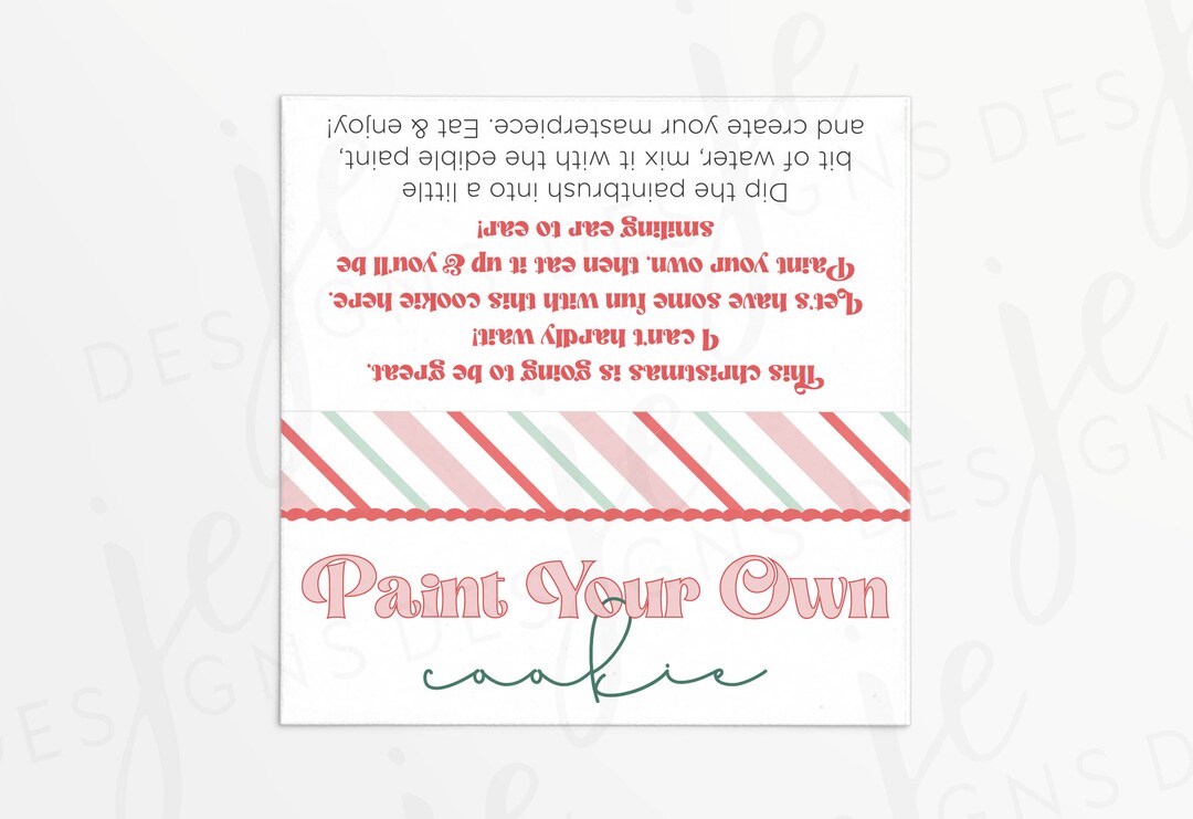 Christmas Paint Your Own Cookie With Poem Treat Bag Toppers in 2 Sizes ...