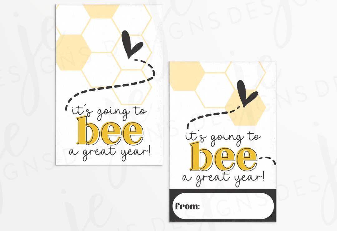 It's Going to Bee A Great Year 3x2 Gift Tag With Honeycomb Pattern Back ...