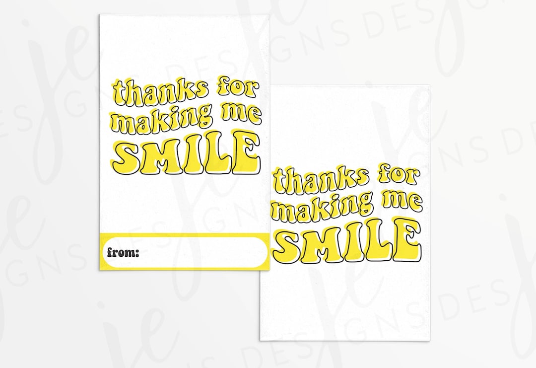 Thank You for Making Me SMILE 3x2" Gift Tag With Retro Groovy Yellow ...