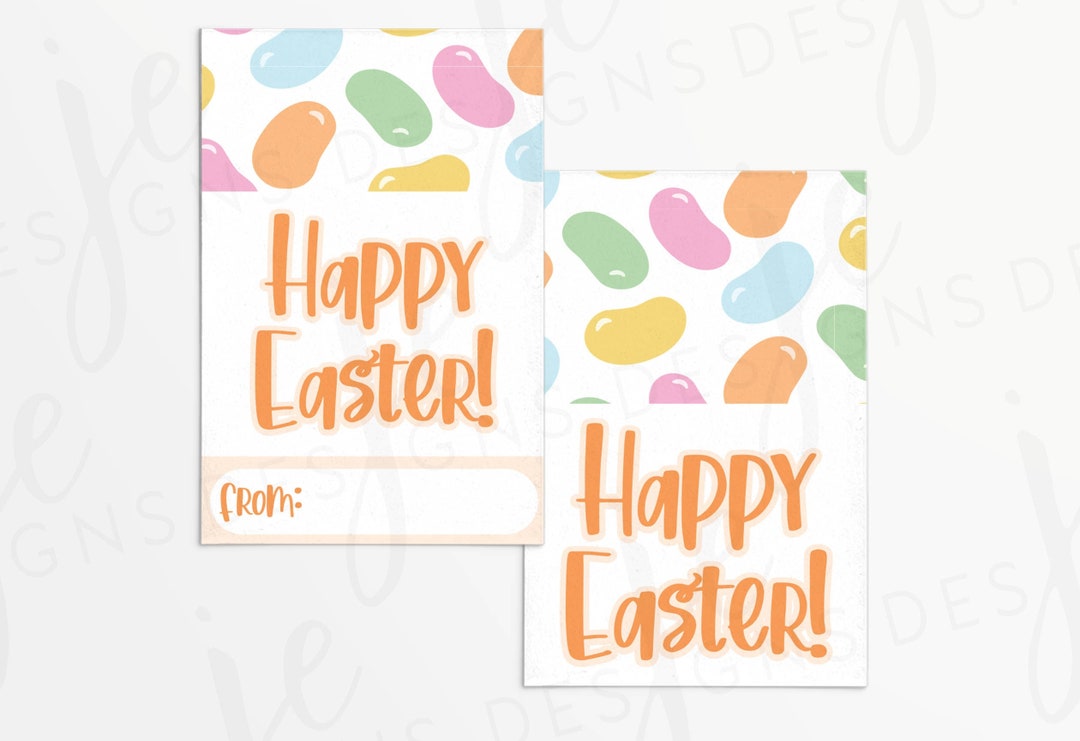 Happy Easter 3x2" Gift Tag With Pastel Jelly Beans | Cookie Tag ...