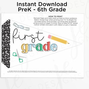 Back to School Pennant Flag Printable | First Day of School | Class ...
