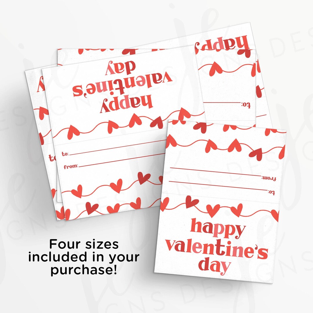 Happy Valentine's Day Treat Bag Toppers in 4 Sizes With Red Heart ...