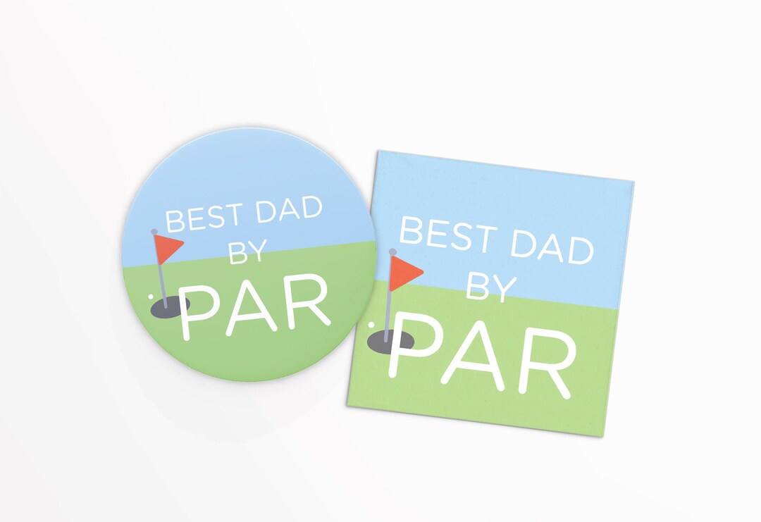 Best Dad by Par 2x2" Square and Circle Tag With Golf Ball and Green ...