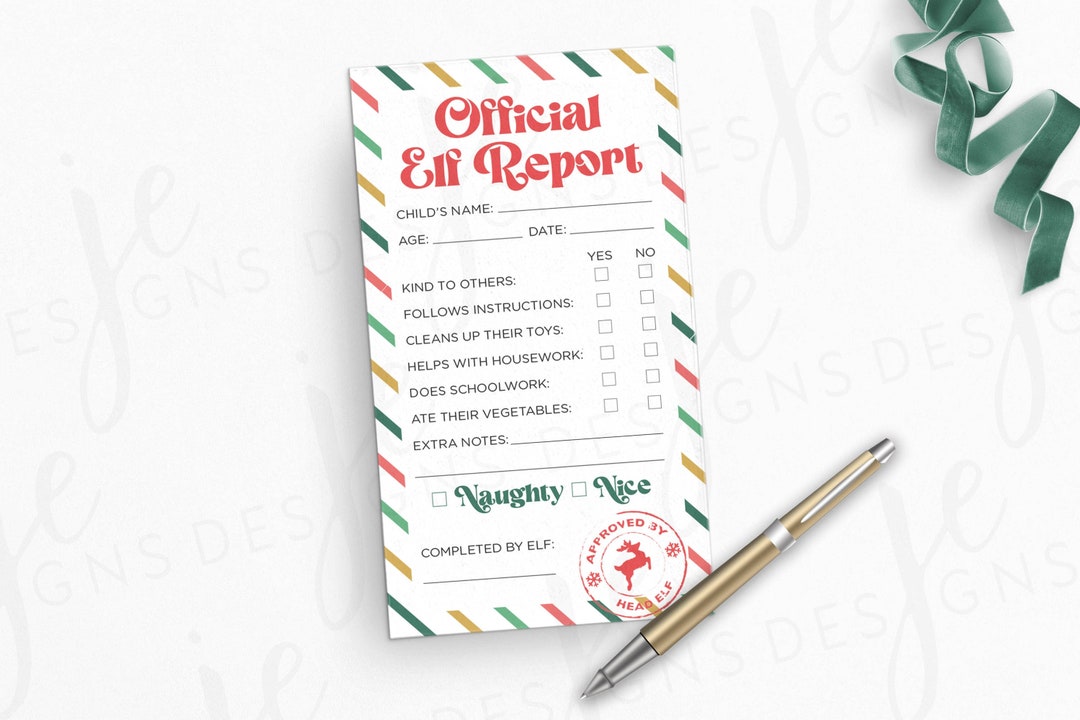 Printable Official Report Card for North Pole Elf | Holiday Elf | Elf ...