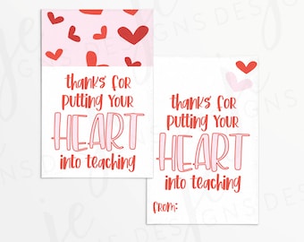 Editable Teacher Valentine's Day Thank You Gift Tags, Thanks for ...