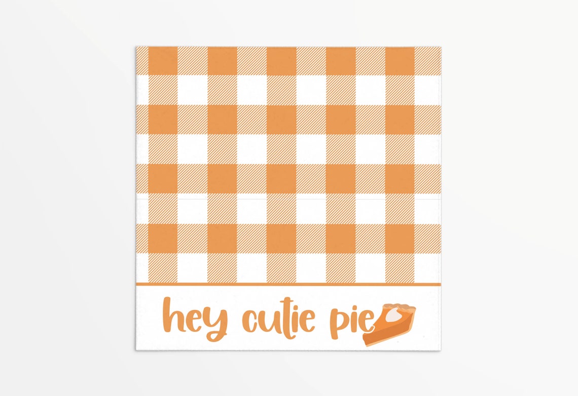 Hey Cutie Pie 4x4 Treat Bag Toppers With Orange Gingham | Etsy