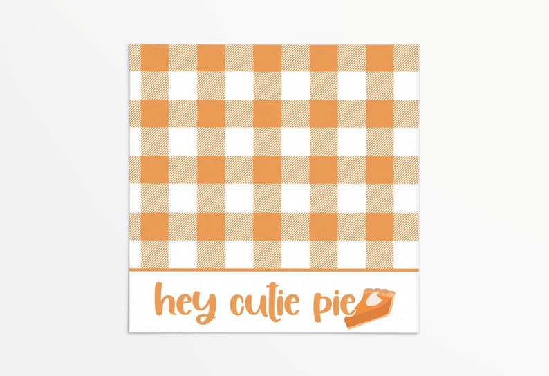 Hey Cutie Pie 4x4 Treat Bag Toppers With Orange Gingham | Etsy