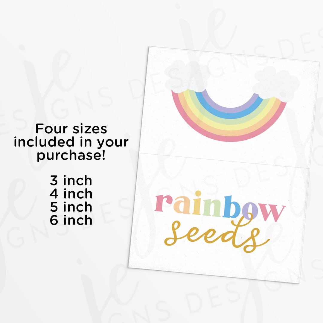 Rainbow Seeds Treat Bag Toppers in 4 Sizes | Rainbow Font Mix Lettering ...