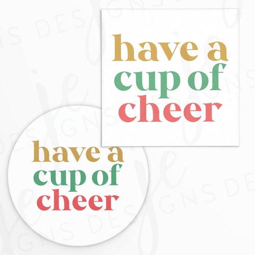 Enjoy a Cup of Cheer 3x2 Gift Tag With Christmas Mug - Etsy