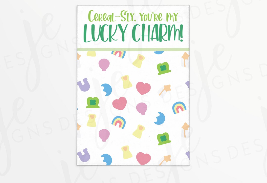 Cereal-sly Lucky Charm 3.5x5" Cookie Card With Cereal Icons | Cookie ...