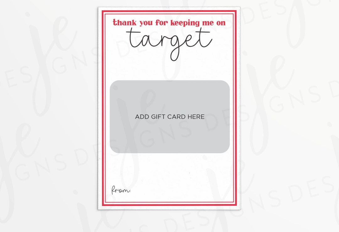 Thank You for Keeping Me on Target 3.5x5" Gift Card Holder Printable ...