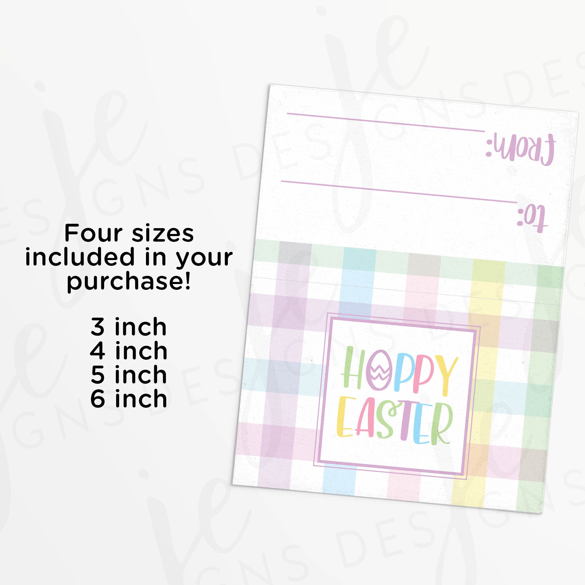 Hoppy Easter Treat Bag Topper in 4 Sizes | Rainbow Plaid Gingham ...