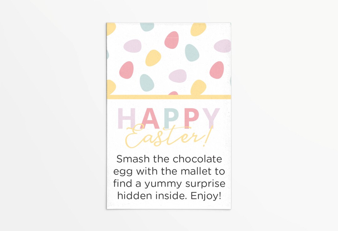 Easter Smashable Chocolate Eggs 3x2" Instruction Tag With Rainbow Egg ...