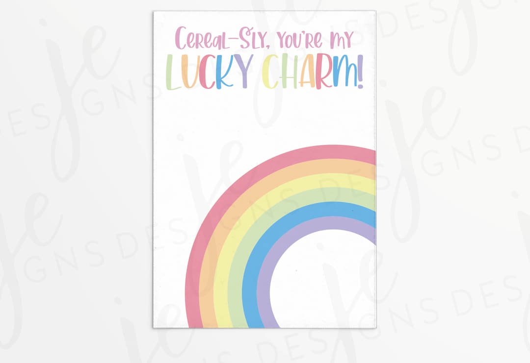 Cereal-sly Lucky Charm 3.5x5" Cookie Card With Pastel Rainbow | Cookie ...