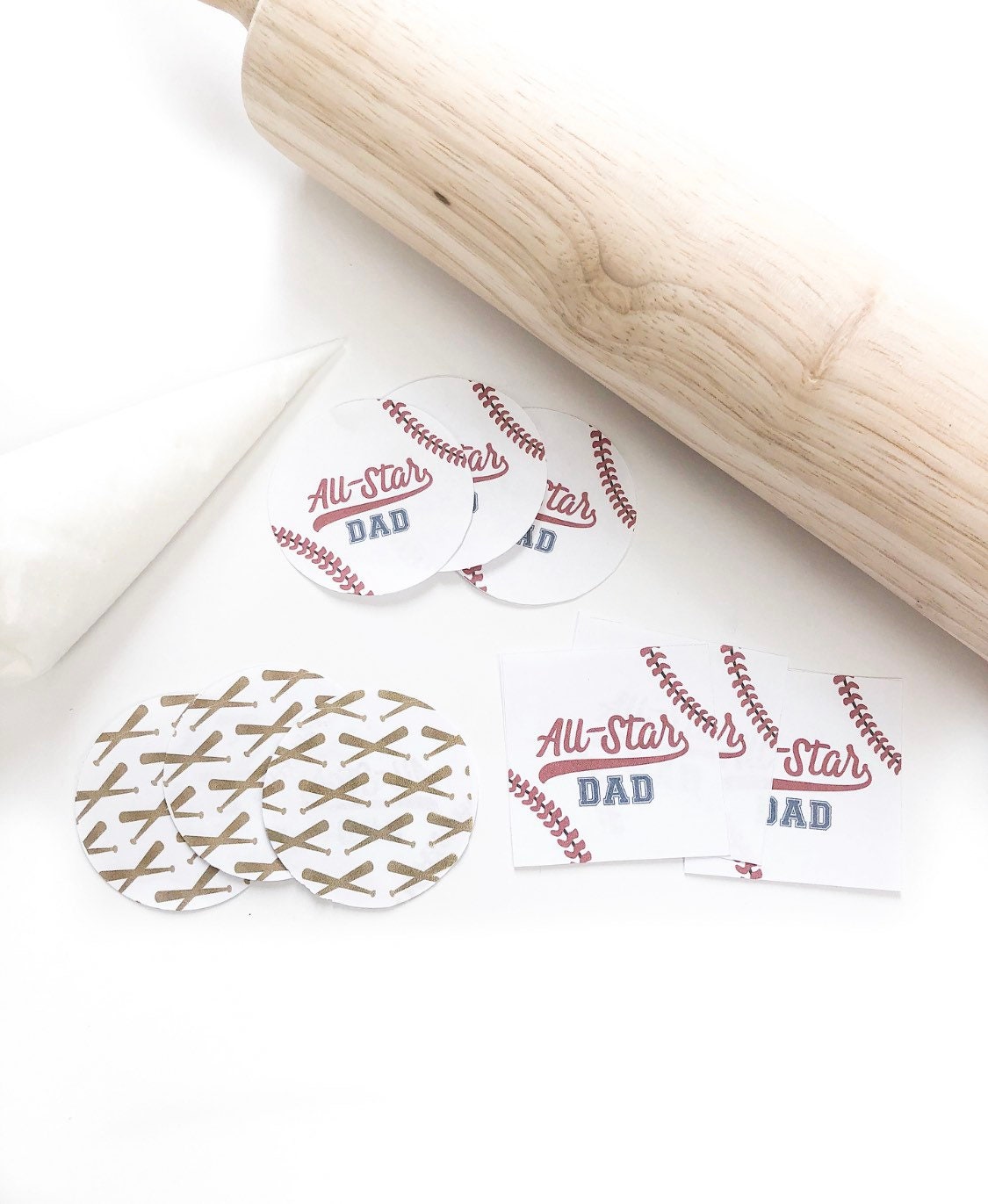 All Star Dad Father's Day 2x2" Square and Circle Tag With Baseball and ...