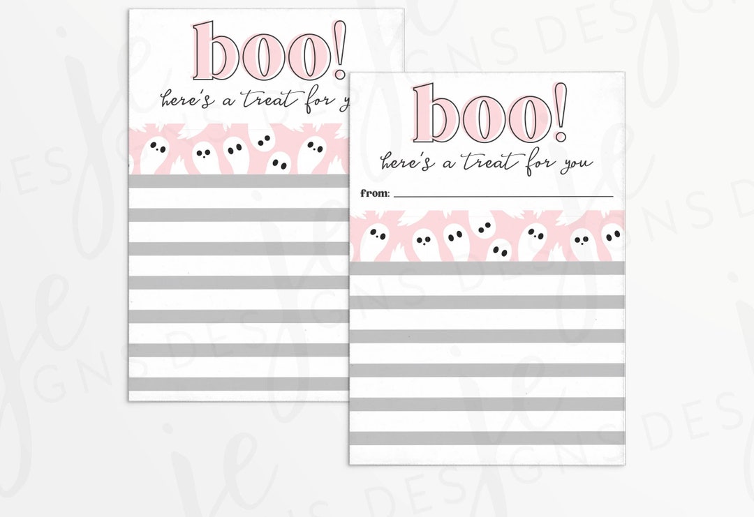 Boo! Here's a Treat for You 3.5x5" Cookie Card With Pink Ghost Pattern ...
