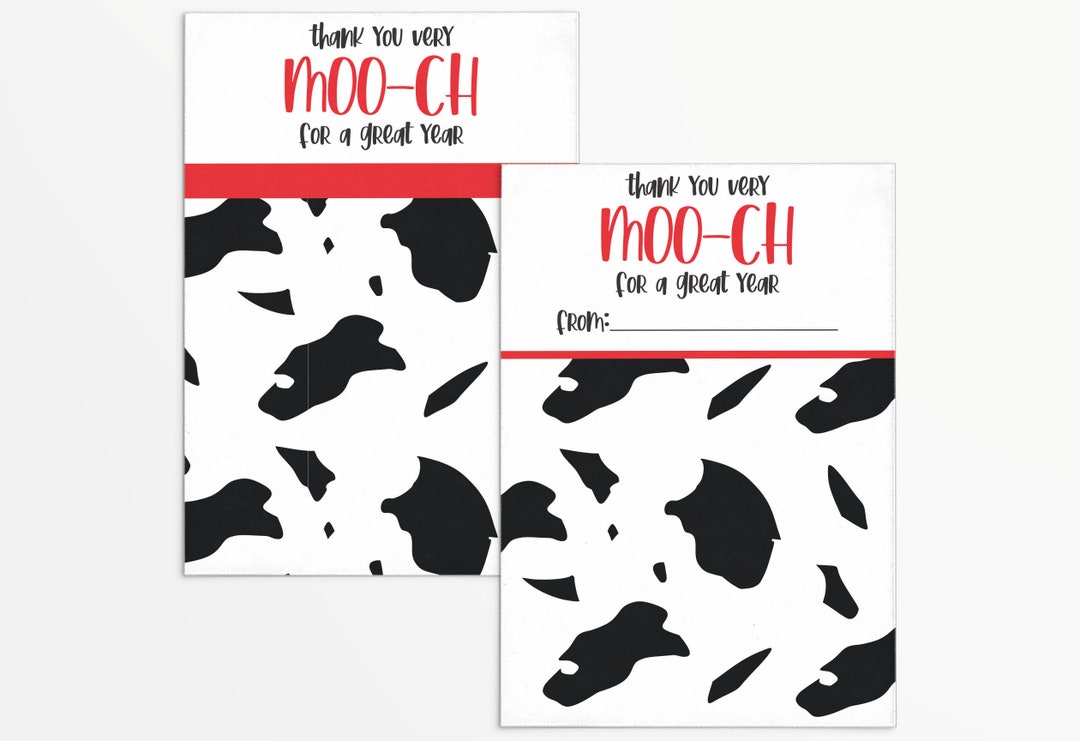 Teacher Appreciation "thank You Very Moo-ch for a Great Year" 3.5x5 ...