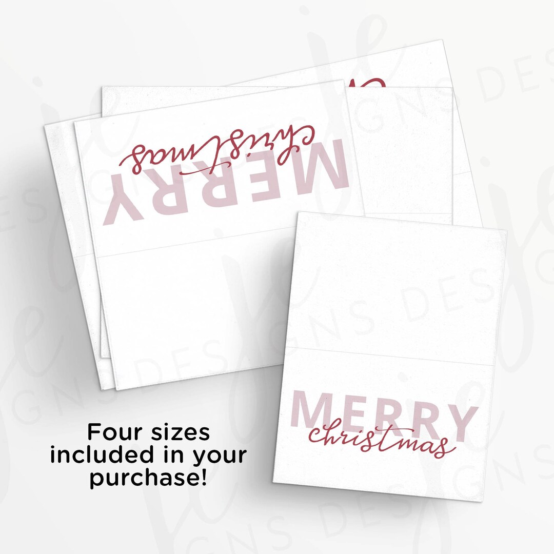 Merry Christmas Treat Bag Topper in 4 Sizes With Mauve & Red Cookie Tag ...