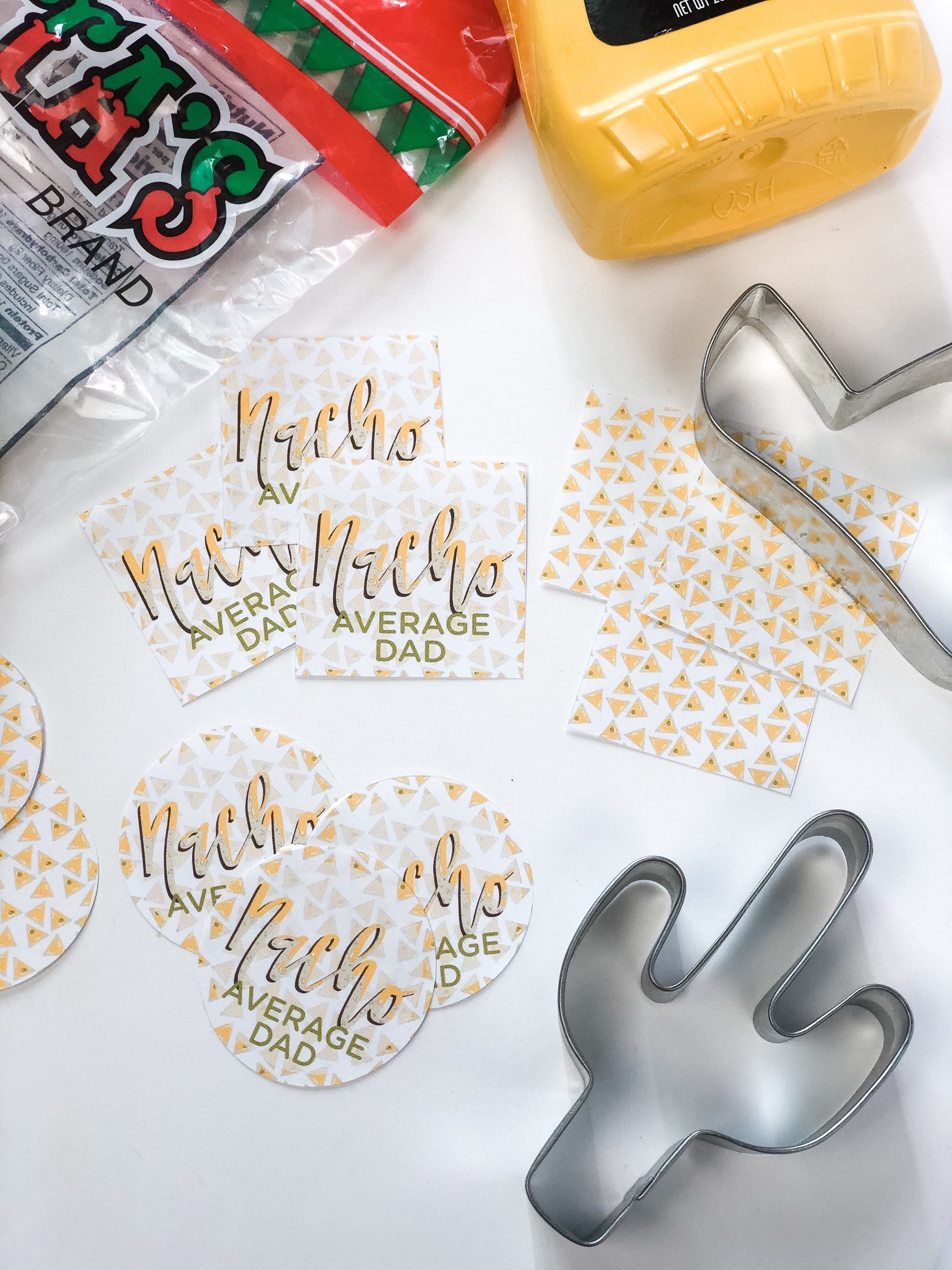 Nacho Average Dad 2x2" Square and Circle Tag With Nacho Pattern ...
