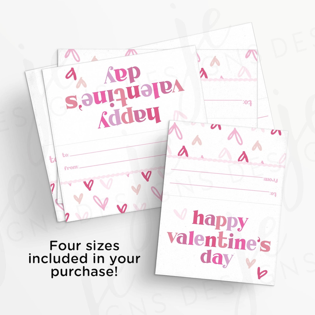 Happy Valentine's Day Treat Bag Toppers in 4 Sizes With Pink ...
