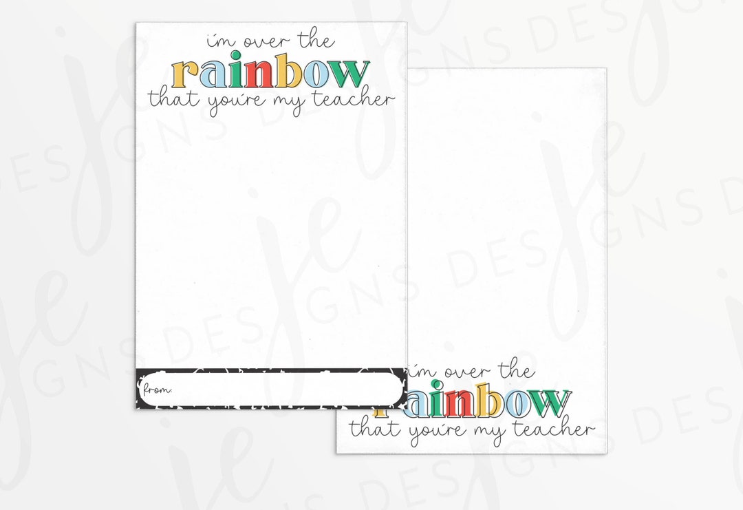 I'm Over the Rainbow That You're My Teacher! 3.5x5" Mini Cookie Card ...