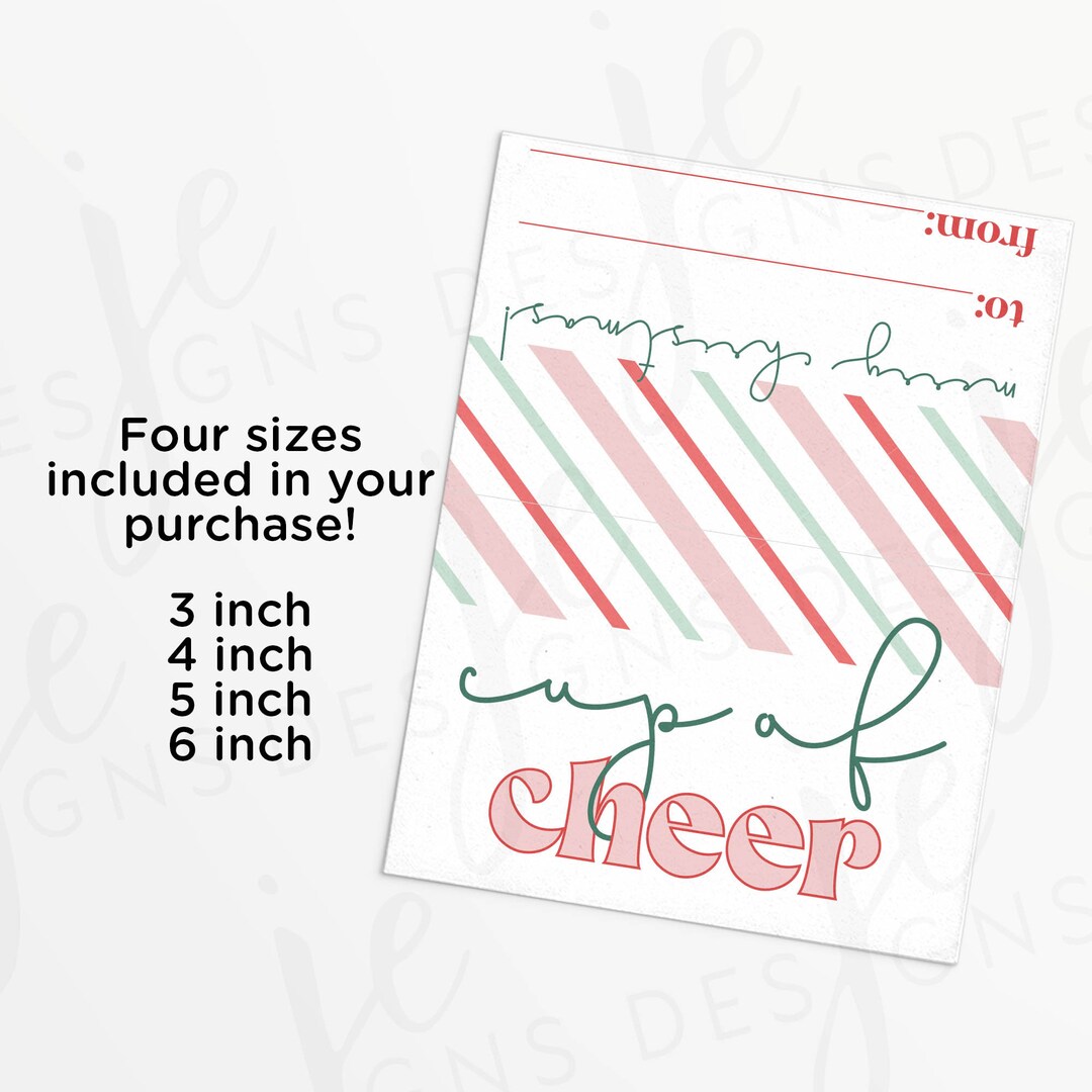Cup of Cheer Treat Bag Toppers in 4 Sizes Mint and Peppermint Stripes ...