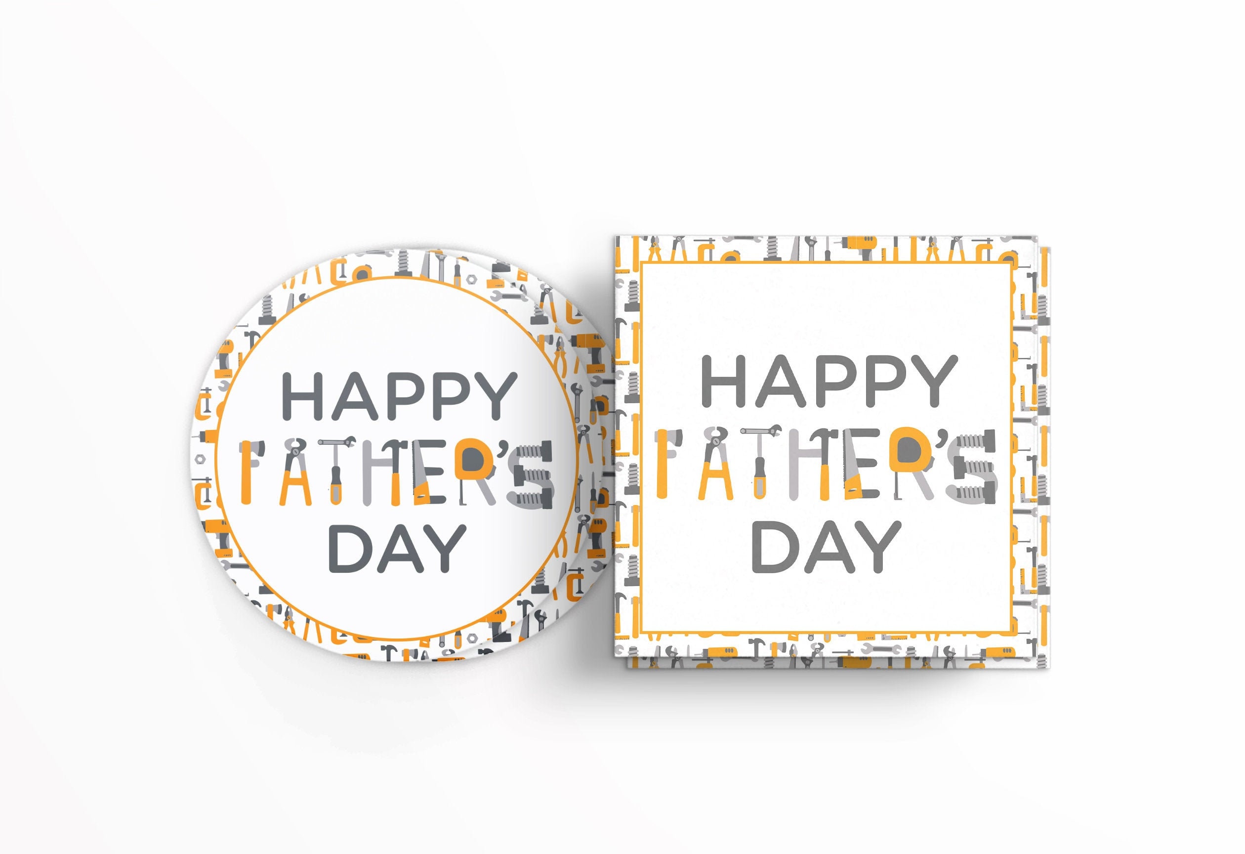 Tools Happy Father's Day 2x2" Square and Circle Tag With Tool Seamless ...