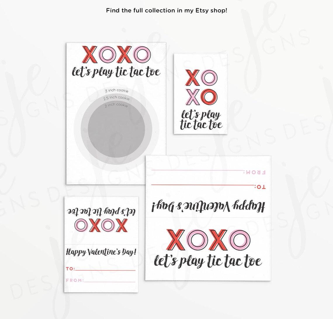 XOXO Let's Play Tic Tac Toe Treat Bag Toppers in 4 Sizes | Cookie ...