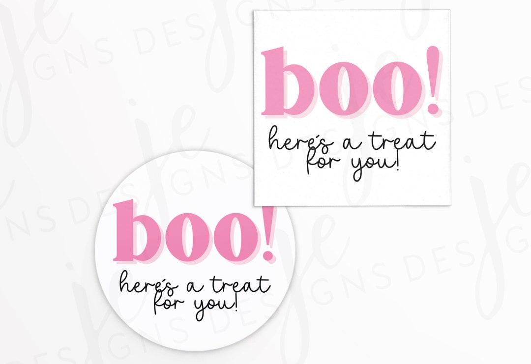 Halloween Boo! Here's a Treat for You 2x2" Gift Tag With Pink Lettering ...