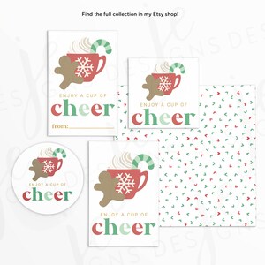 Enjoy a Cup of Cheer 3x2 Gift Tag With Christmas Mug, Gingerbread ...