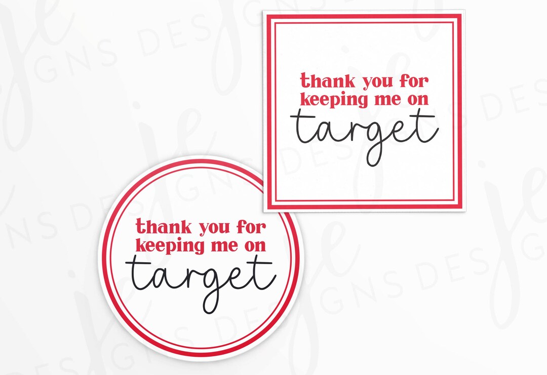 Thank You for Keeping Me on Target 2x2" Gift Tag | Red and Black ...