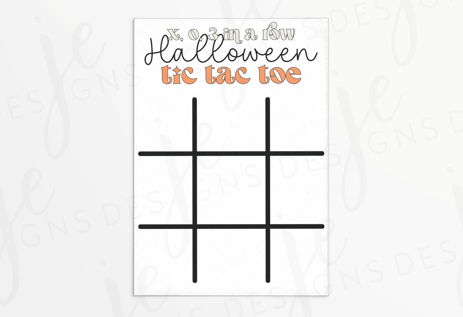 Halloween Tic Tac Toe 3.5x5" Printable Game Card for Schools ...