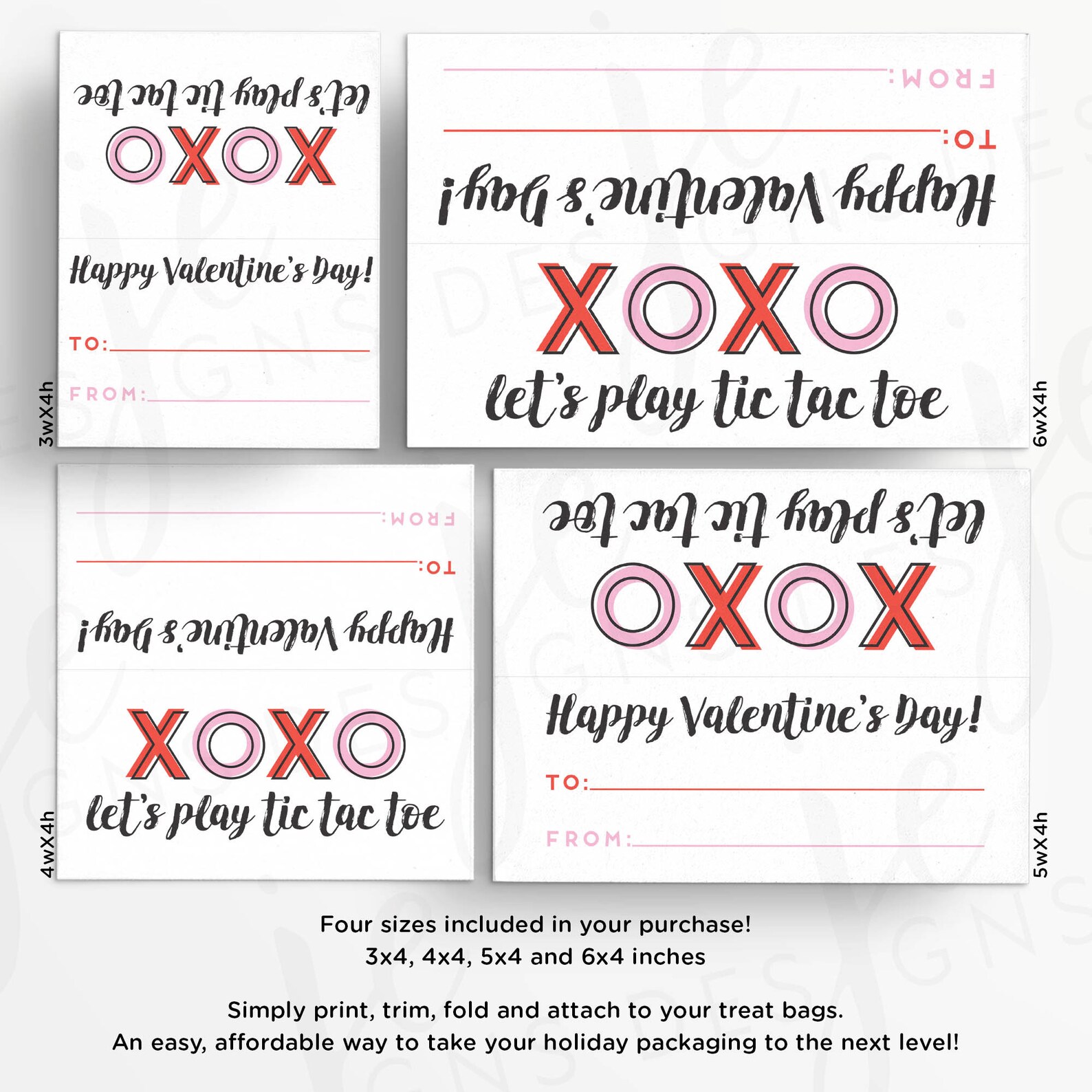 XOXO Let's Play Tic Tac Toe Treat Bag Toppers in 4 Sizes | Etsy