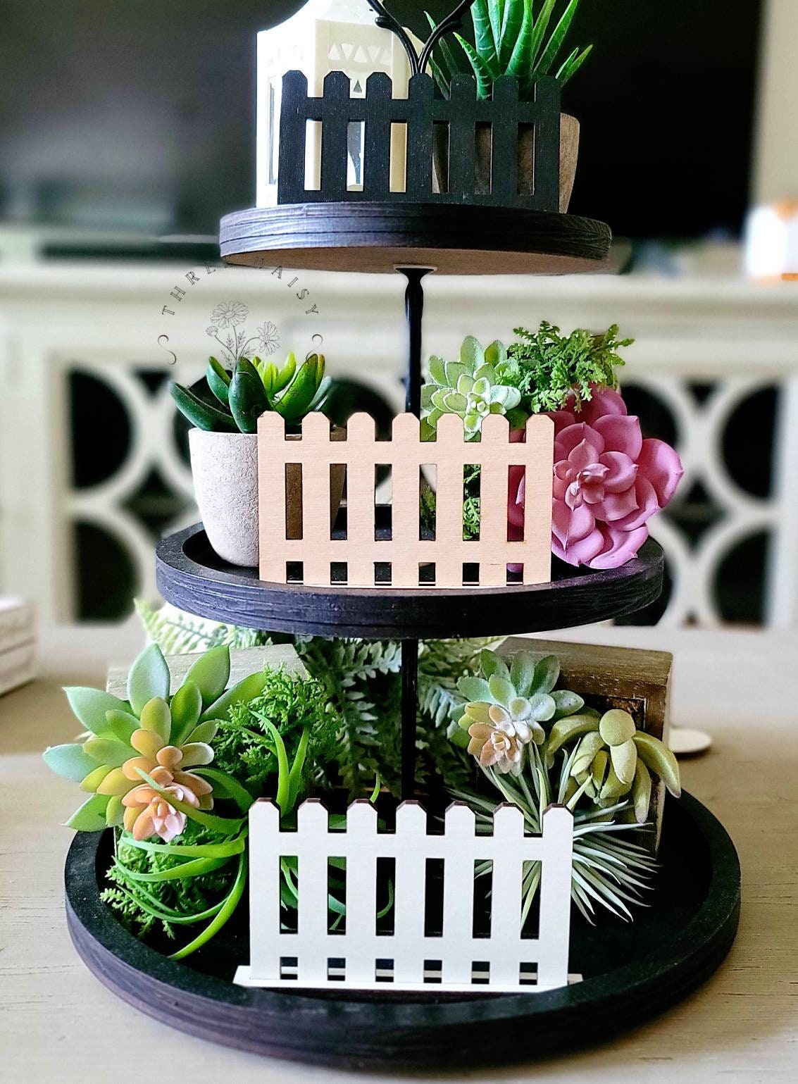 Mini Picket Fence / Wood Fence / Tiered Tray Decor / Farmhouse - Etsy