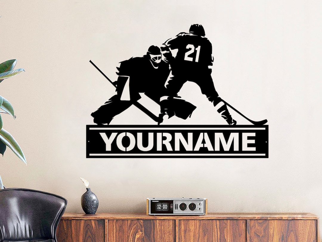 Custom Hockey Sign, Custom Name Hockey Metal Sign, Ice Hockey Wall ...