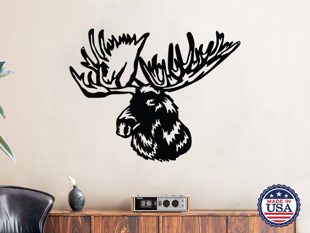 Metal Moose Wall Decor, Moose Sign Metal Wall Art, Moose Antlers Decor ...