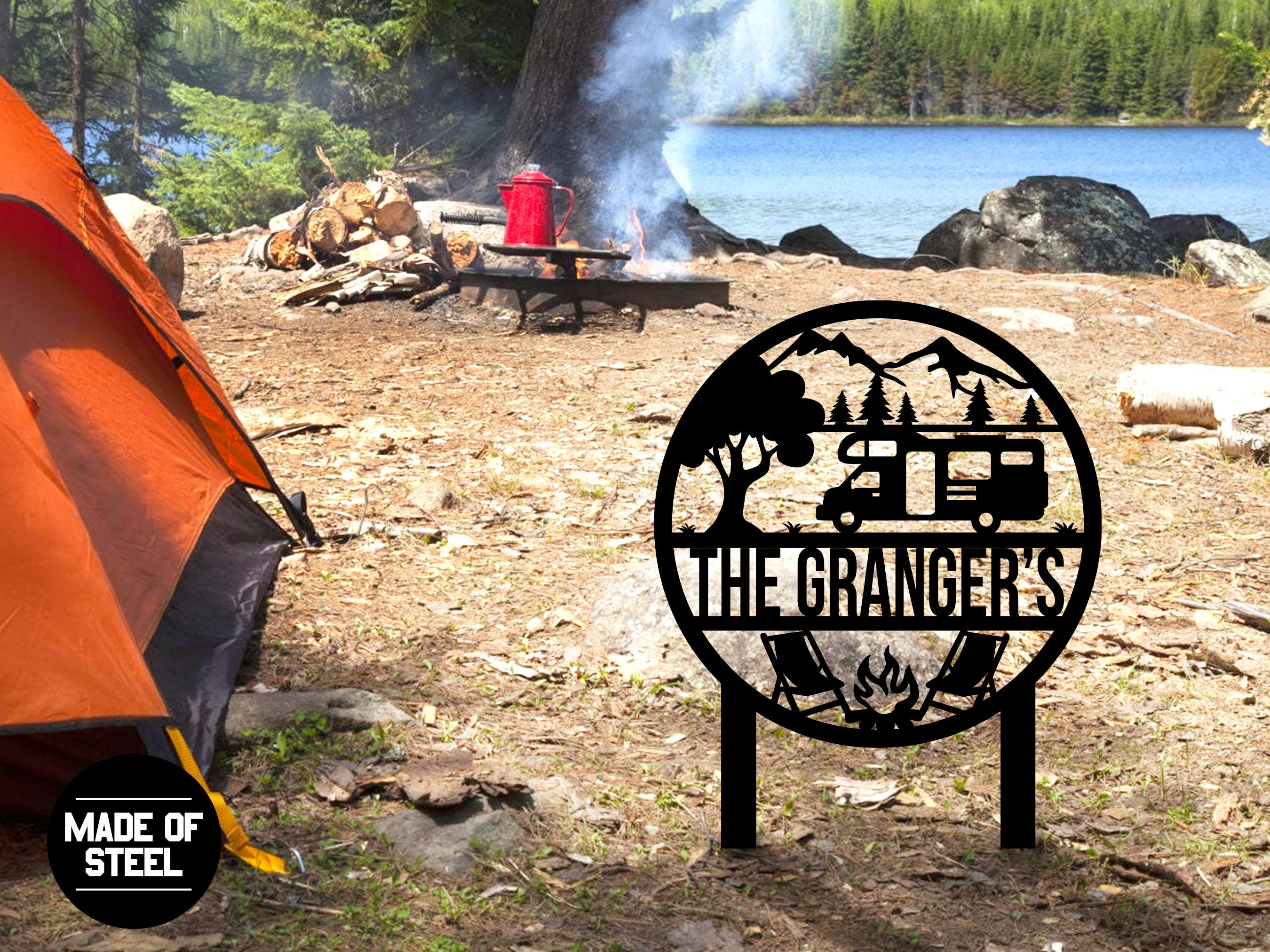 Custom Camping Sign, Camper Decor, RV Decor, Family Name Sign ...