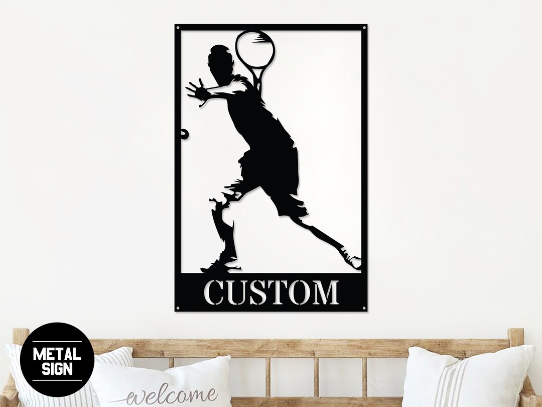 Personalized Tennis Sign, Metal Tennis Wall Art, Custom Name Tennis ...