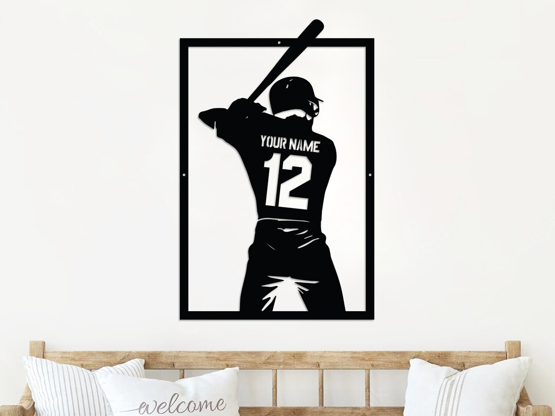 Custom Baseball Sign Metal, Custom Name Baseball Sign, Personalized ...