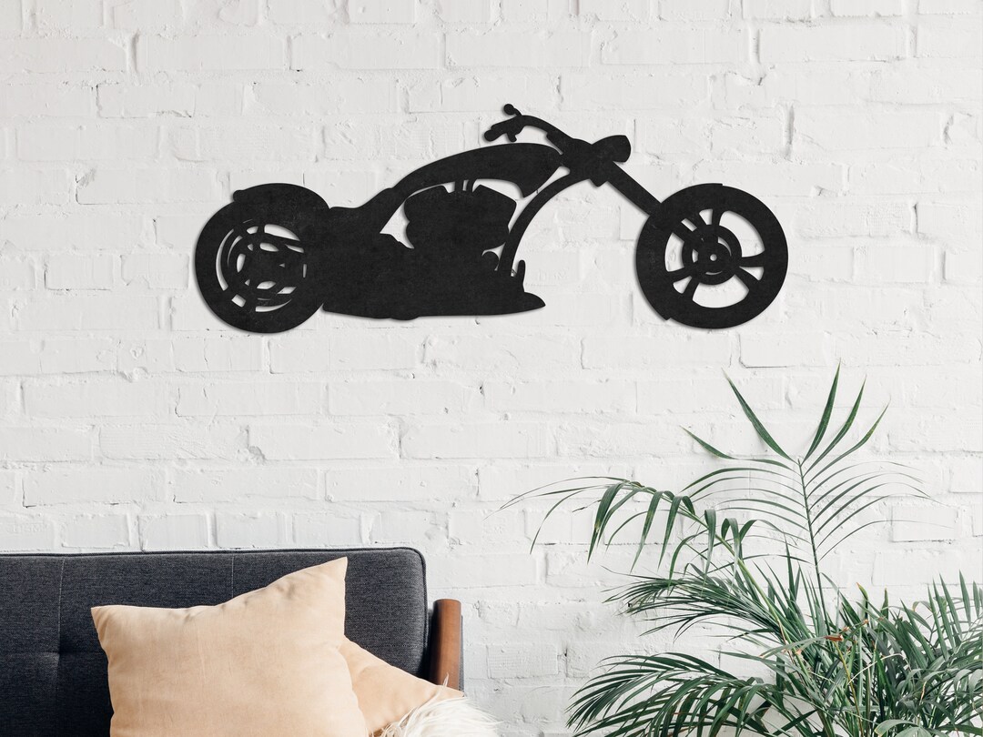 Motorcycle Sign, Motorcycle Metal Art, Chopper Wall Decor, Motorcycle ...