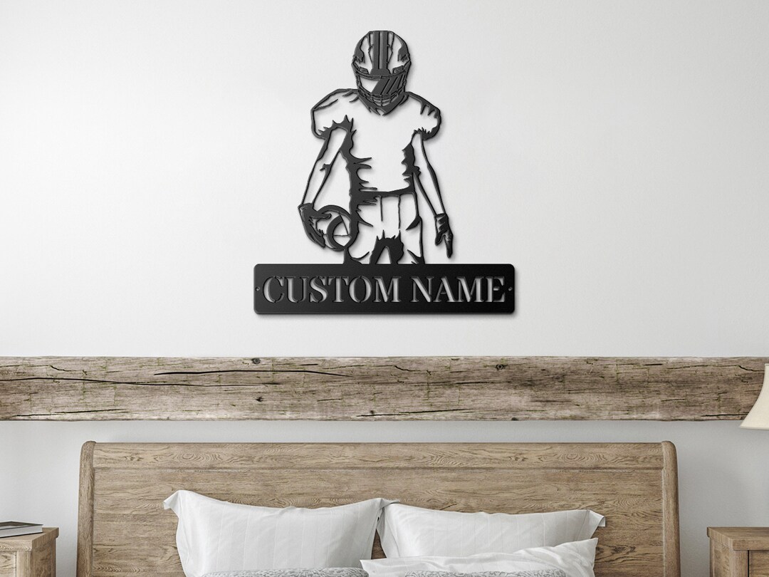 Personalized Football Sign, Football Metal Wall Art, Custom Name ...