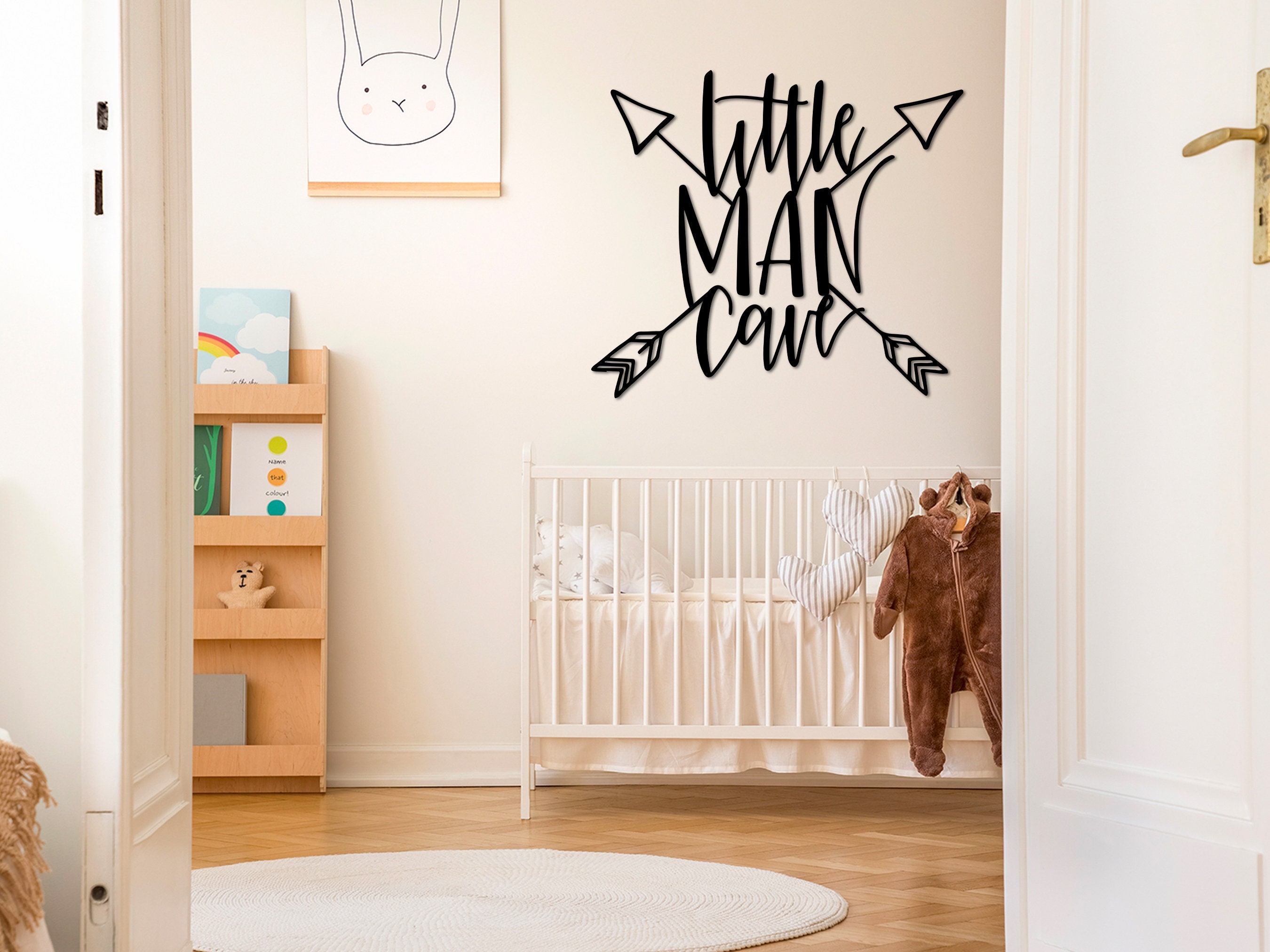 Little Man Cave Sign Nursery Metal Wall Art Above Crib - Etsy