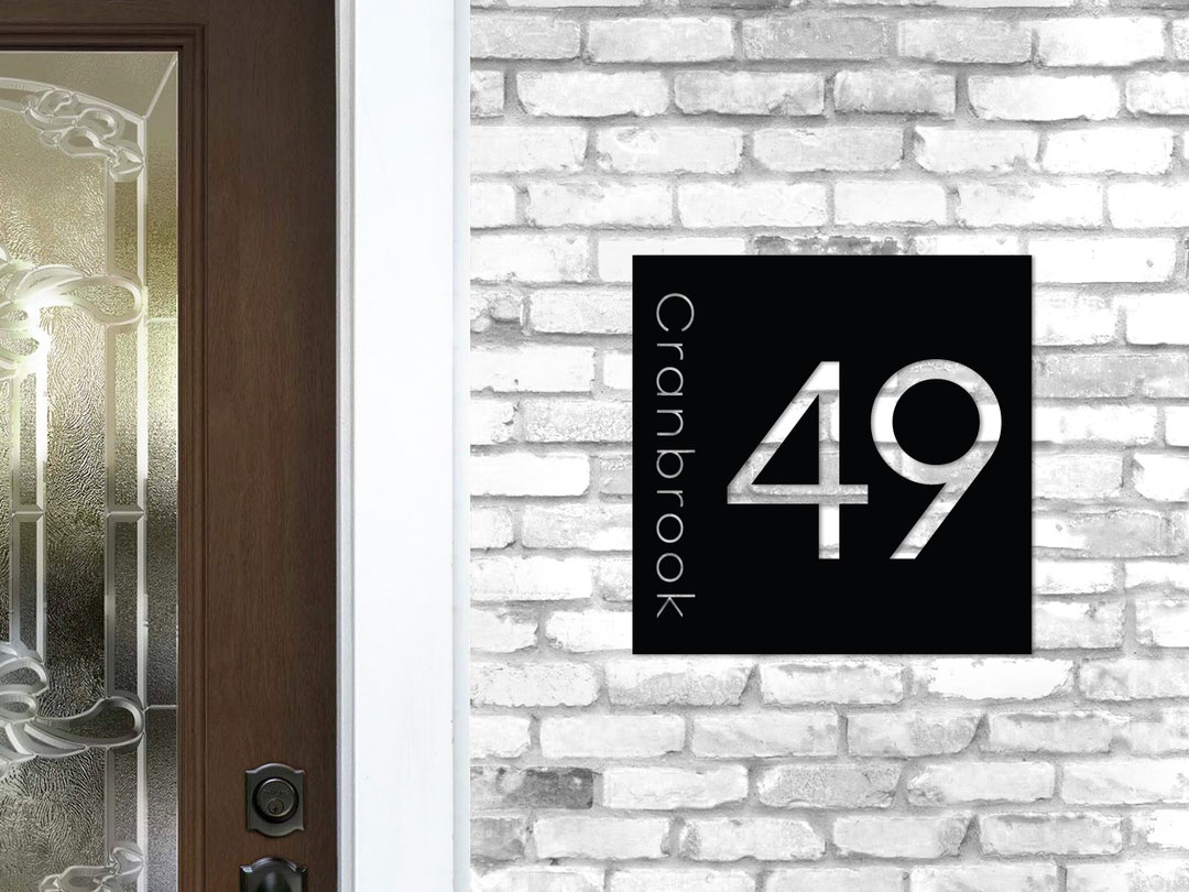 Metal House Number Sign Plaque, Modern Address Sign Square, Metal ...