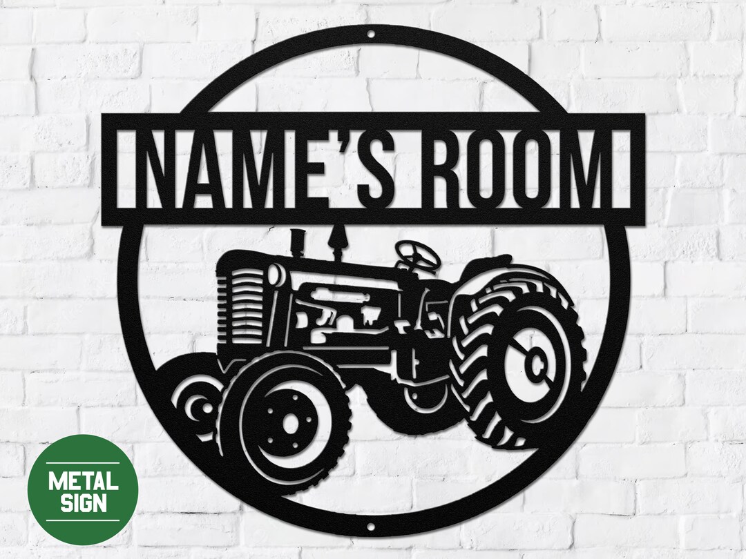 Personalized Tractor Name Sign, Metal Tractor Sign, Boy Room Decor ...
